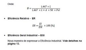 RESUMO DAS FÓRMULAS DE RENDIMENTOS E EFICIÊNCIA UTILIZADAS NA INDÚSTRIA ...